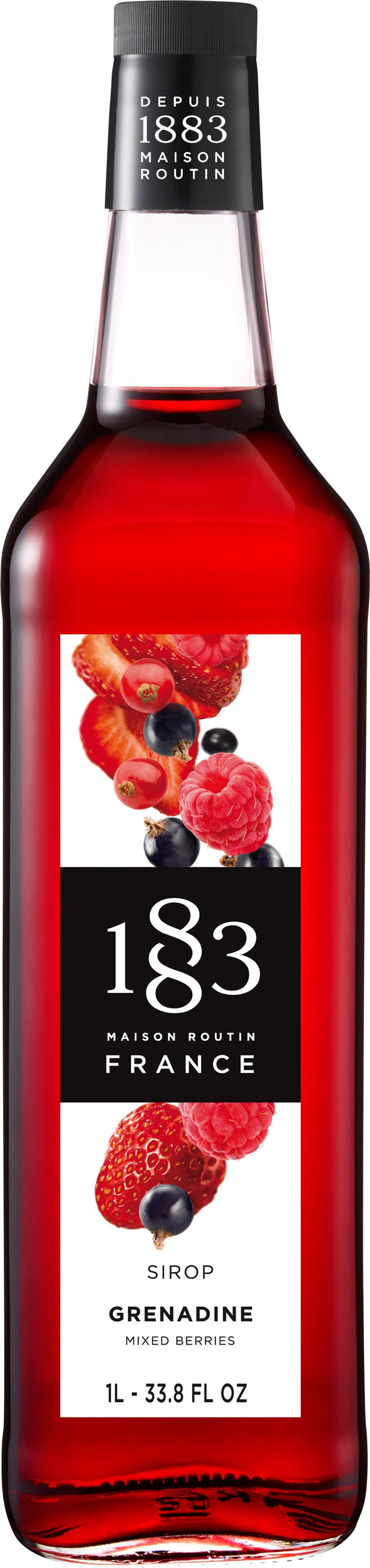Grenadine Syrup PET PLASTIC 1L Bottle - Gourmet Syrups - 1883 Maison Routin